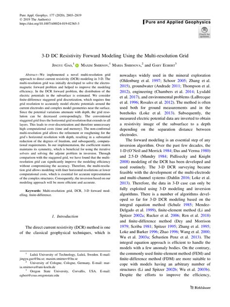 3 D Dc Resistivity Forward Modeling Using The Multi Resolution Grid Pdf Mathematical