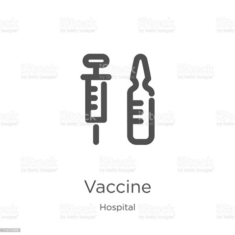 병원 수집에서 백신 아이콘 벡터입니다 얇은 라인 백신 개요 아이콘 벡터 일러스트 레이 션입니다 웹 사이트 디자인 및 모바일 앱 개발을 위한 개요 얇은 라인 백신 아이콘 0