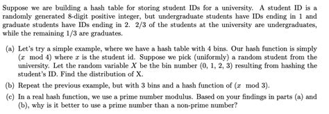 Suppose We Are Building A Hash Table For Storing Chegg Com