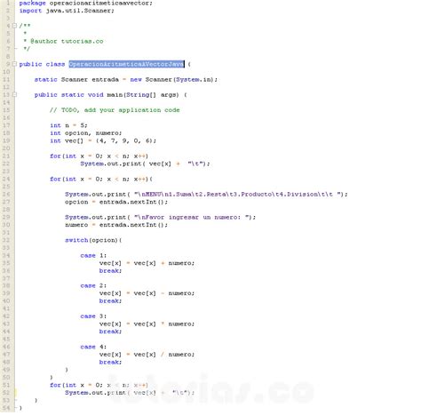 Arrays Java Operaciones Aritmeticas A Vector