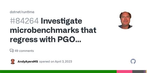 Investigate Microbenchmarks That Regress With Pgo Enabled · Issue 84264 · Dotnetruntime · Github