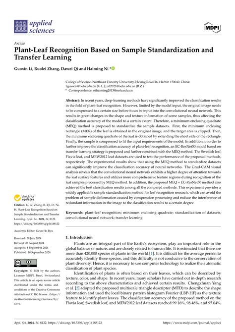 Pdf Plant Leaf Recognition Based On Sample Standardization And Transfer Learning