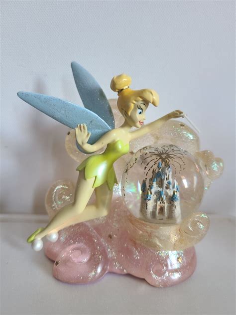 Disney Tinkerbell In Clouds Over Cinderellas Castle 4 1 2 Snowglobe Wand Read Ebay