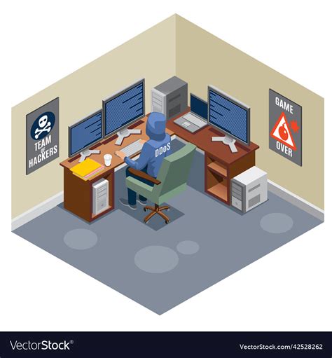 Internet Threats Isometric Composition Royalty Free Vector