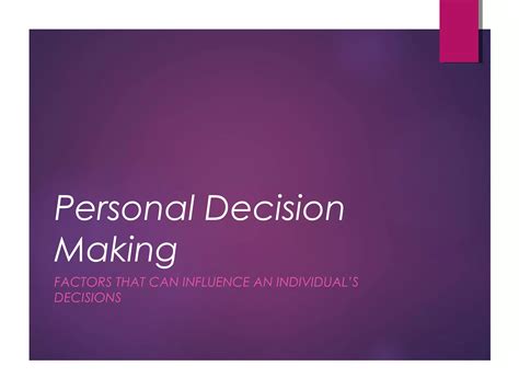 Personal Decision Making 1 Of 2 Ppt