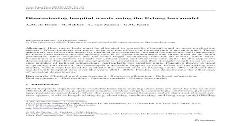 Pdf Dimensioning Hospital Wards Using The Erlang Loss Model · Queuing