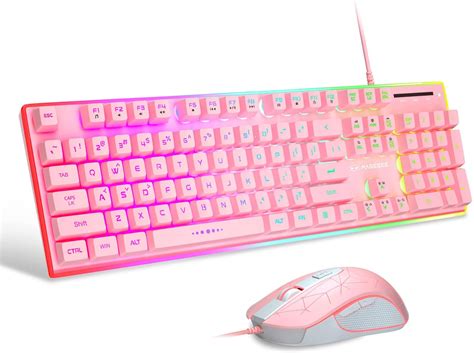 Chonchow Pink Gaming Keyboard And Mouse Combo With Backlit