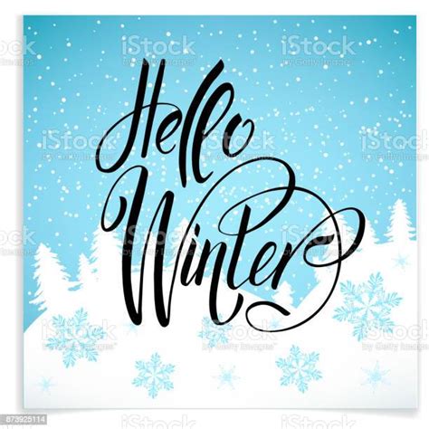 엽서 안녕하세요 겨울 귀여운 요소입니다 벡터 일러스트 레이 션 흰색 배경에 고립 12월에 대한 스톡 벡터 아트 및 기타 이미지