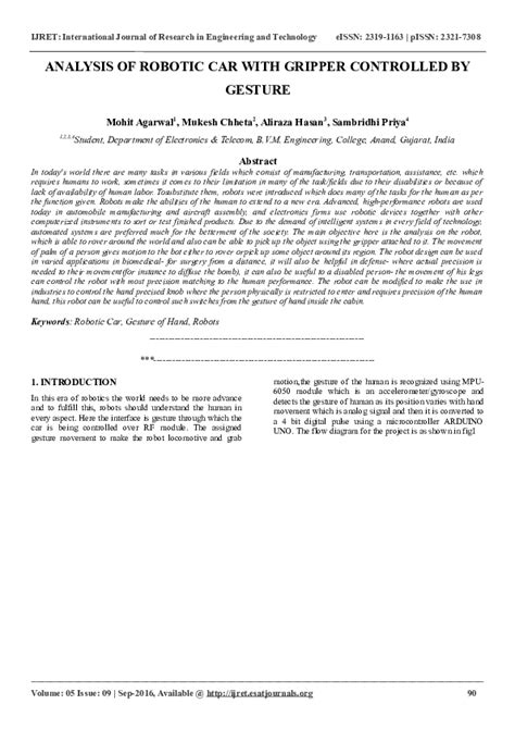 Doc Analysis Of Robotic Car With Gripper Controlled By Gesture