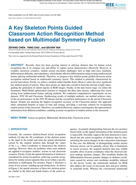 Pdf A Key Skeleton Points Guided Classroom Action Recognition Method Based On Multimodal