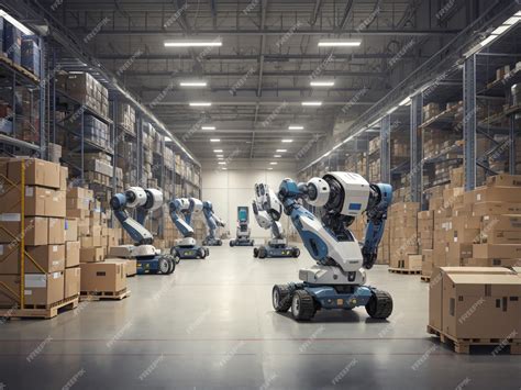 Premium Ai Image Futuristic Automation Automated Robot Carriers And Robotic Arm In Modern Industry