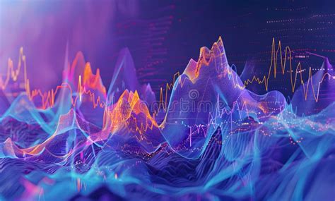 Dynamic Abstract Data Waves In Blue And Orange Hues Stock Image Image