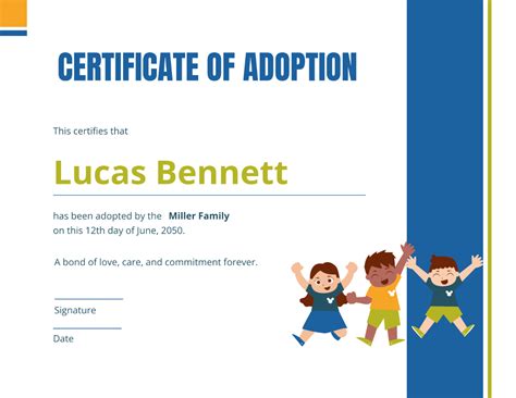 Adoption Certificate Template Free