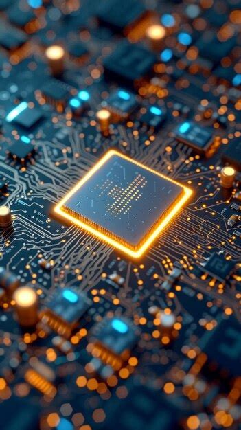 Photo Futuristic 3d Microprocessor Intricate Circuit Lines Ai