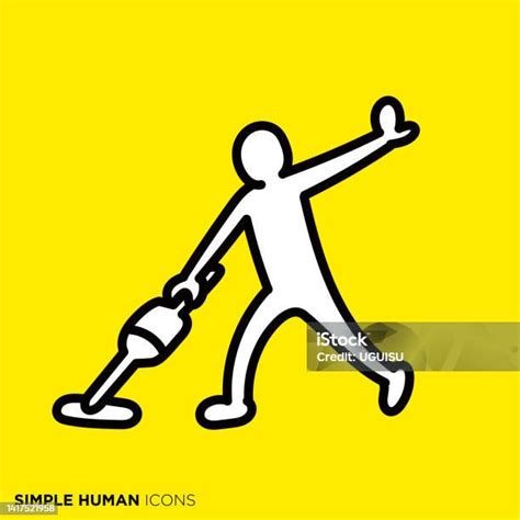 심플한 인간 아이콘 시리즈 바닥을 행복하게 즐기는 사람들 가사 집안일에 대한 스톡 벡터 아트 및 기타 이미지 가사 집안일 검은색 귀여운 Istock