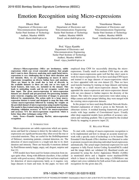 Pdf Emotion Recognition Using Micro Expressions
