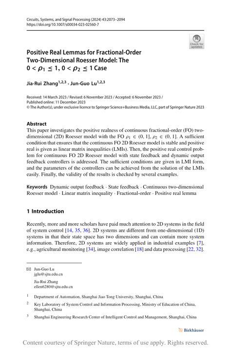 Positive Real Lemmas For Fractional Order Two Dimensional Roesser Model The 0
