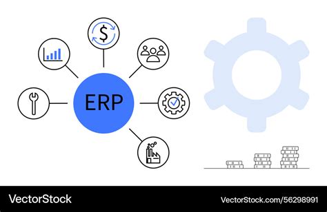Erp System Integration With Key Components Vector Image
