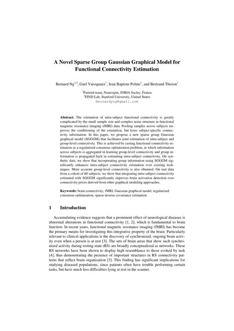 Pdf A Novel Sparse Group Gaussian Graphical Model For Functional Connectivity Estimation
