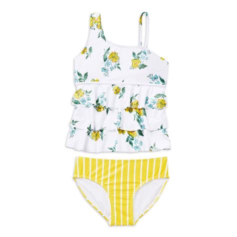 Justice Girls Swimsuit Tankini Bikini Ruffle Swim Set Floral 5 6 8 10