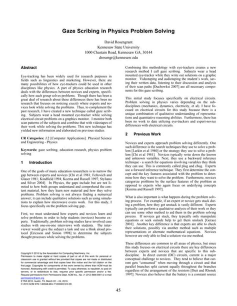 Rosengrant Gaze Scribing In Physics Problem Solving Pdf