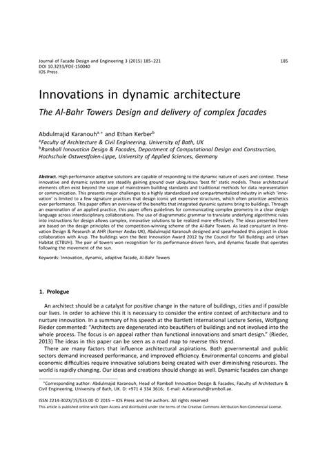Pdf Innovations In Dynamic Architecture