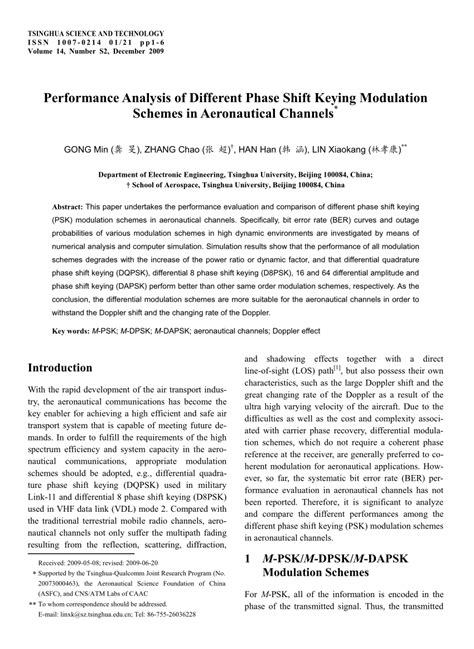 Pdf Performance Analysis Of Different Phase Shift Keying Modulation Schemes In Aeronautical