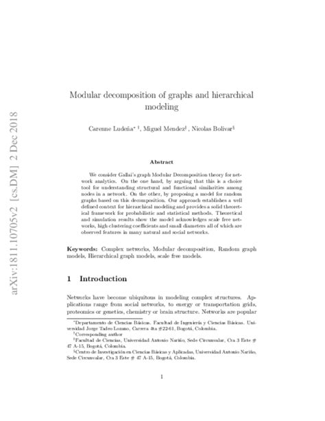 Pdf Modular Decomposition Of Graphs And Hierarchical Modeling