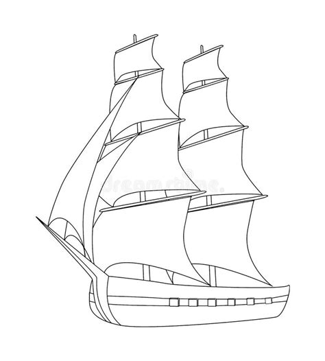 Sailboat Coloring Book For Adults Vector Illustration Anti Stress