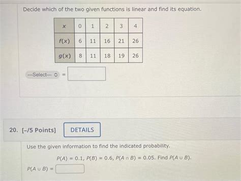 solved decide which of the two given functions is linear and