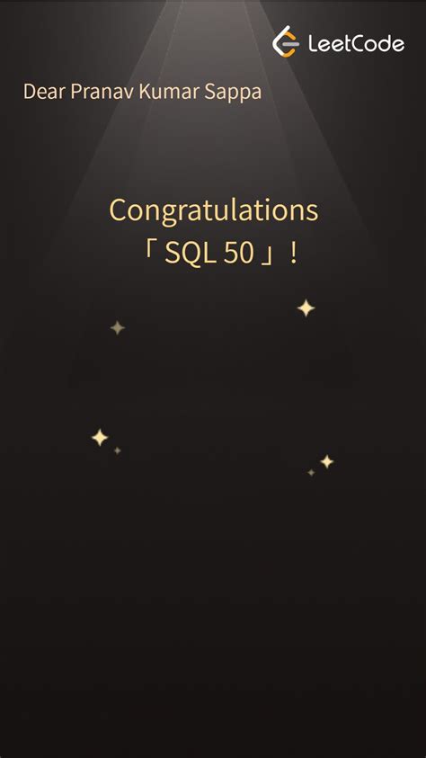 Earned Crack Sql 50 Badge On Leetcode Sappa Pranav Kumar Posted On
