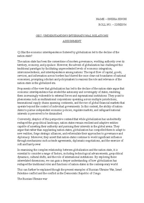 Has The Economic Interdependence Fostered By Globalisation Led To The Decline Of The Nation