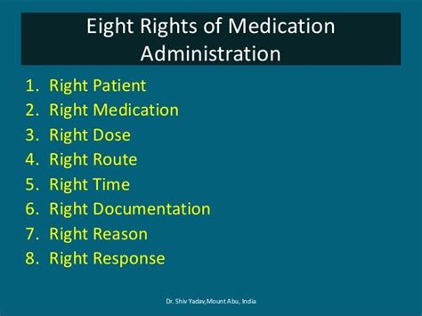 Medication Administration Eight Rights Of Medication Administration