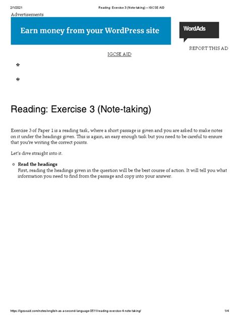 Reading Exercise 3 Note Taking Igcse Aid Pdf Human Communication Communication