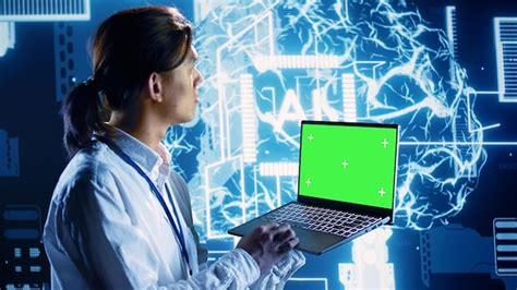 Premium Photo Admin Uses Green Screen Laptop For Ai