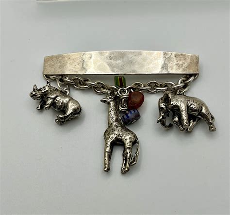 Vintage Susan Cummings Safari Theme Sterling Silver B… Gem