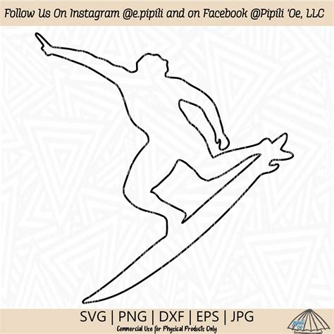 Surfer Silhouette Outline Svg Surfer Svg Surfing Svg Beach Svg