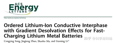 山东大学 ACS Energy Letters有序锂离子传输通道协同空间限域梯度去溶剂化作用实现高性能锂金属电池 知乎