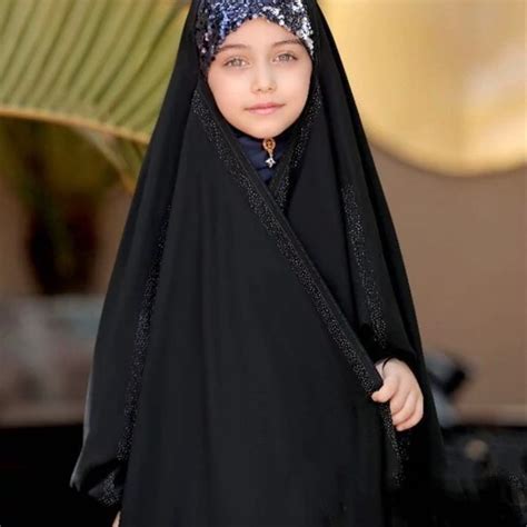 خرید و قیمت چاد عربی بچگانه نگین دار وبدون نگین از غرفه چادر سرای تقی زاده