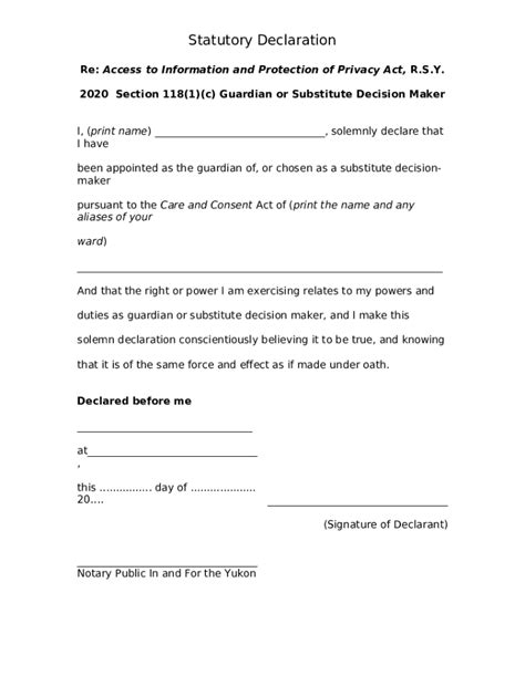 Statutory Declaration Doc Template Pdffiller