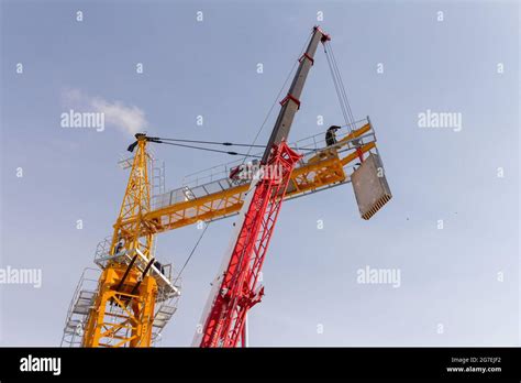 Construction Crane Assembly Stage Tower Crane Assembly Installation Of A Construction Crane