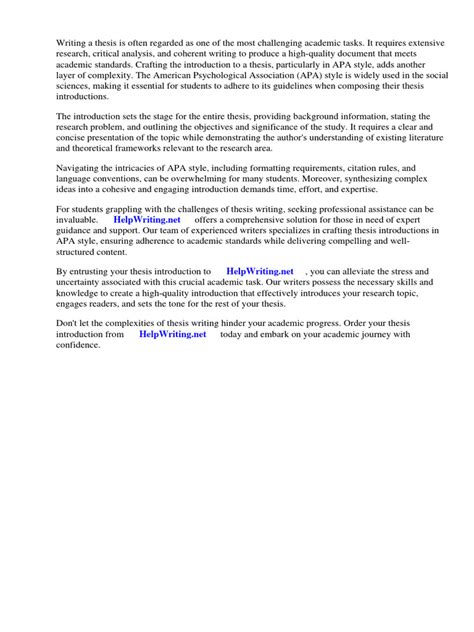 Thesis Introduction Apa Style Pdf