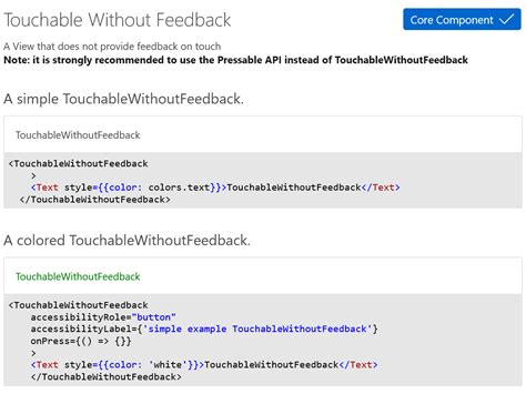 Added Example Page For TouchableWithoutFeedback By YajurG Pull Request Microsoft React