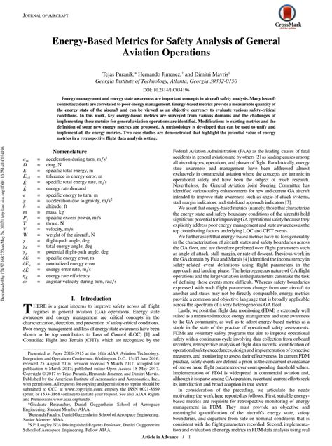 Pdf Energy Based Metrics For Safety Analysis Of General Aviation Operations
