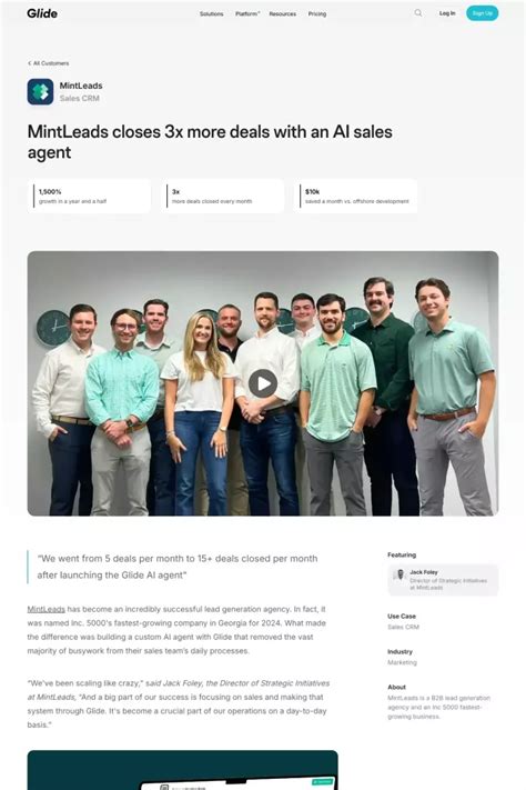 No Code App Builder Create Custom Ai Powered Apps Glide On Landbook Get Inspired By