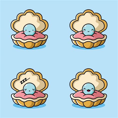 Vector Illustration Of Kawaii Sea Shell Emoji 13656695 Vector Art At