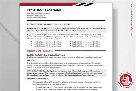 Modern Executive Resume Template Distinctive Resume Templates