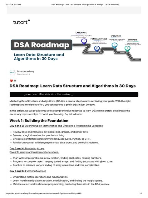 Dsa Roadmap Learn Data Structure And Algorithms In 30 Days Dev