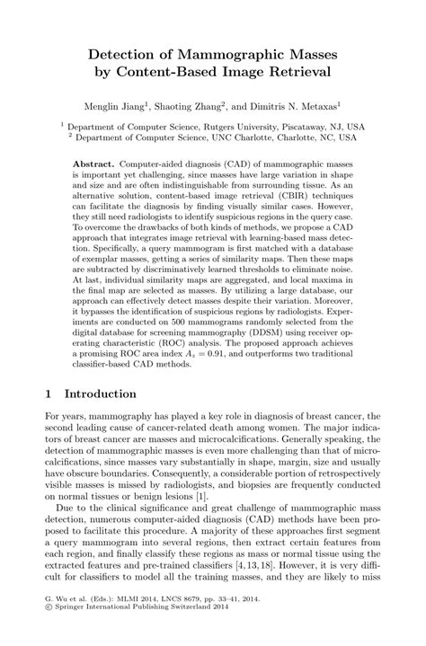 Pdf Detection Of Mammographic Masses By Content Based Image Retrieval