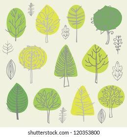 Set Vector Trees Doodles Stock Vector Royalty Free 120353800 Shutterstock